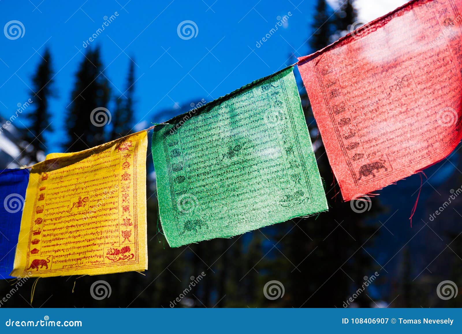 Colorful Backlit Himalayan Prayer Flags Stock Image - Image of prayer ...