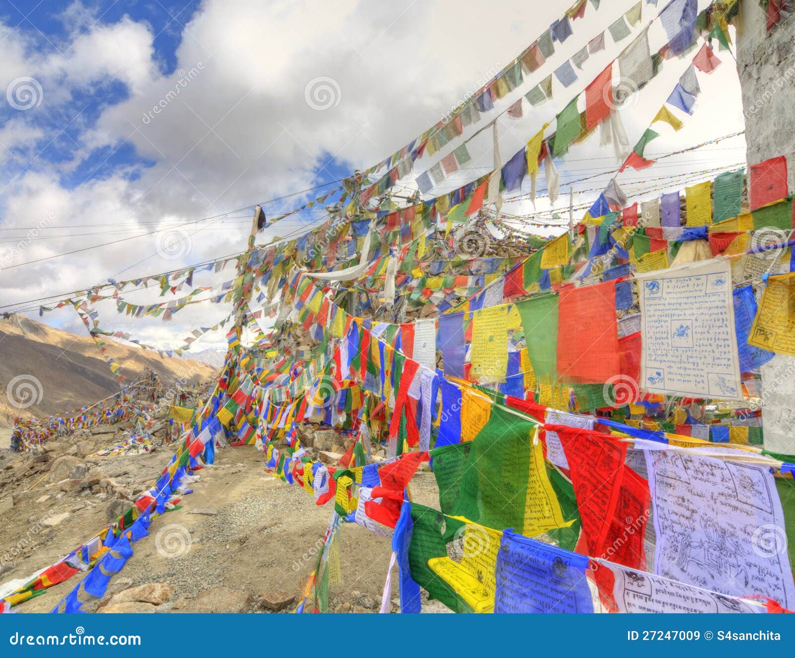 String of Colorful Buddhist Prayer Flags Stock Image - Image of holy ...