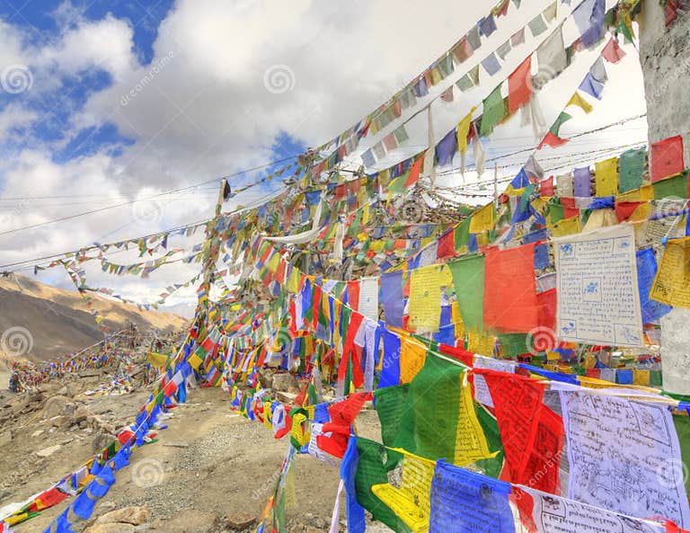 String of Colorful Buddhist Prayer Flags Stock Image - Image of holy ...
