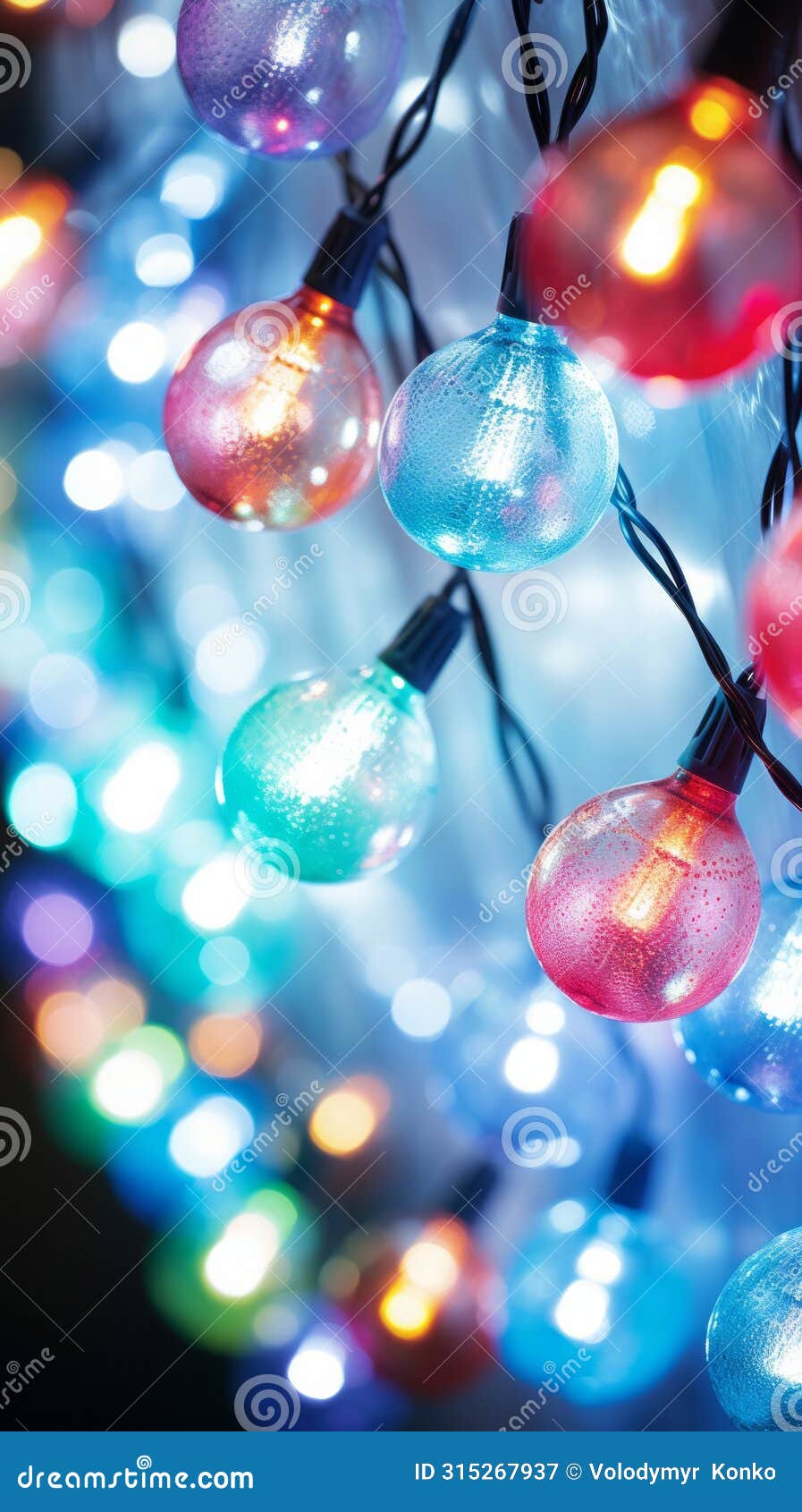 A String of Colorful Lights Hanging from a Ceiling Stock Image - Image ...