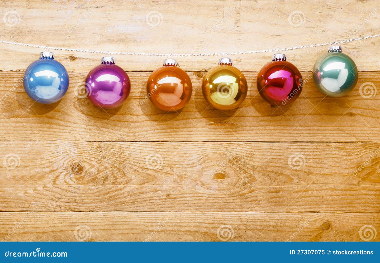 String of Colourful Christmas Baubles Stock Image - Image of background ...