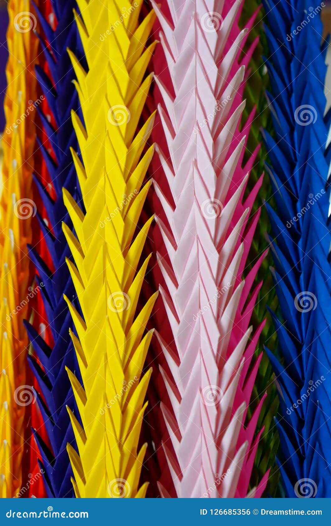 Colourful Paper Cranes stock photo. Image of cotton - 126685356