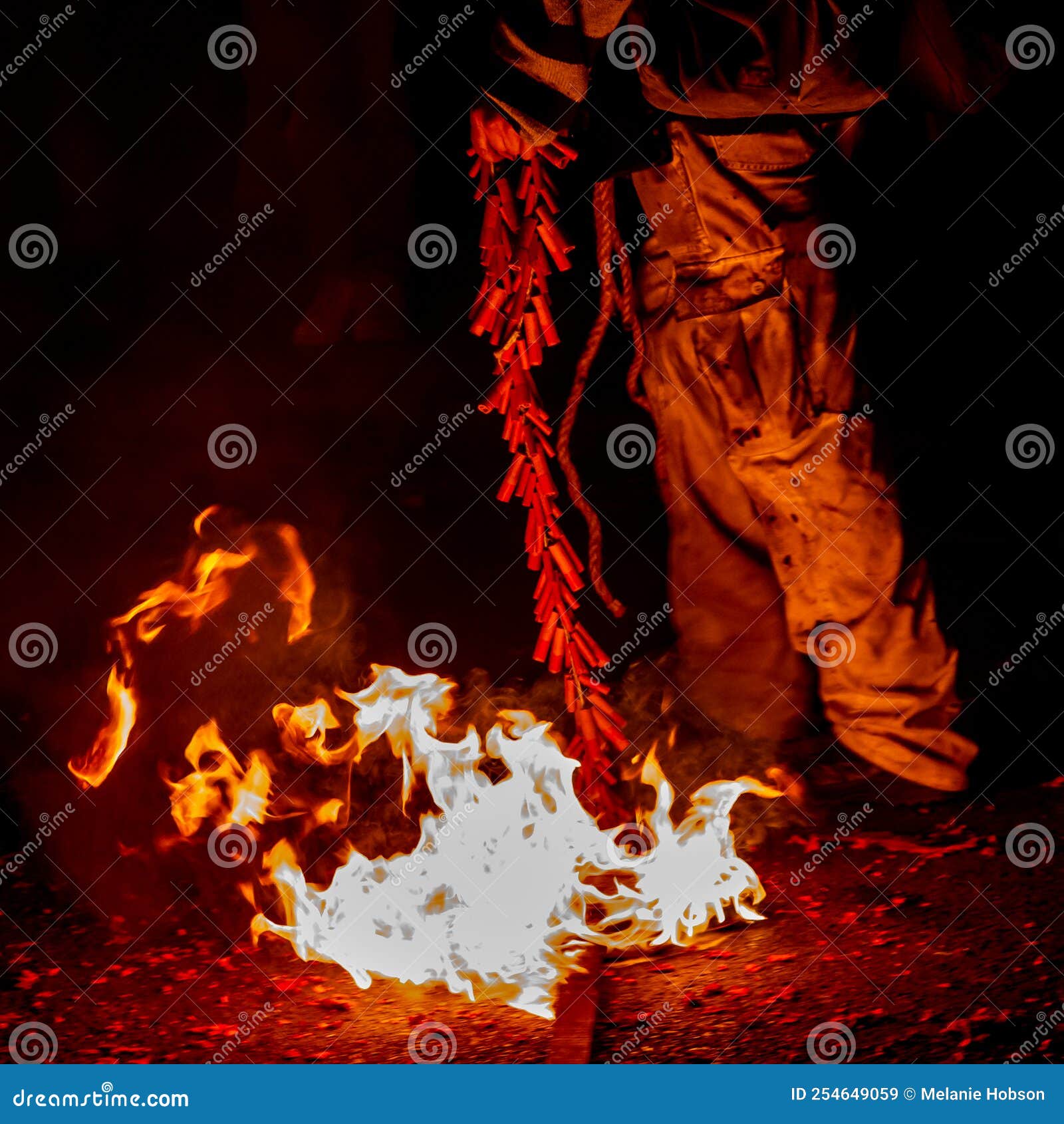 Glowing Embers and Fire Crackers, at Lewes Bonfire Night Stock Image ...