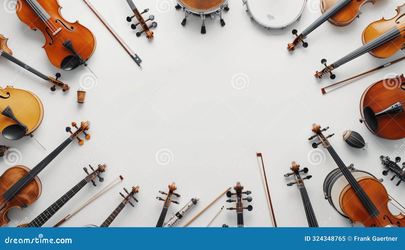 String Instruments Arranged in a Frame on a White Background Offer a ...