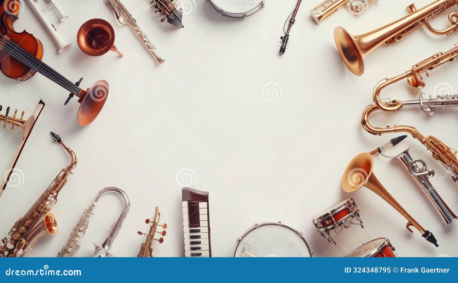 String Instruments Arranged in a Frame on a White Background Offer a ...