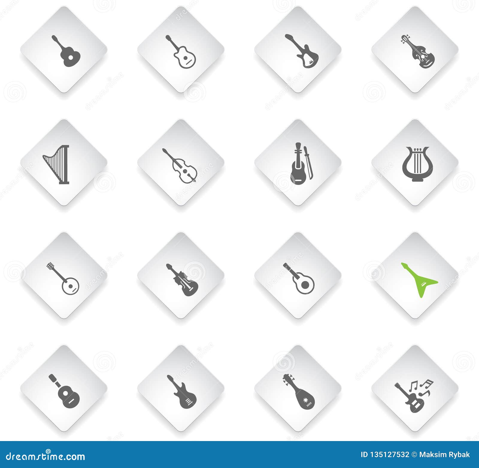 String Instruments Icon Set Stock Vector - Illustration of stamp ...