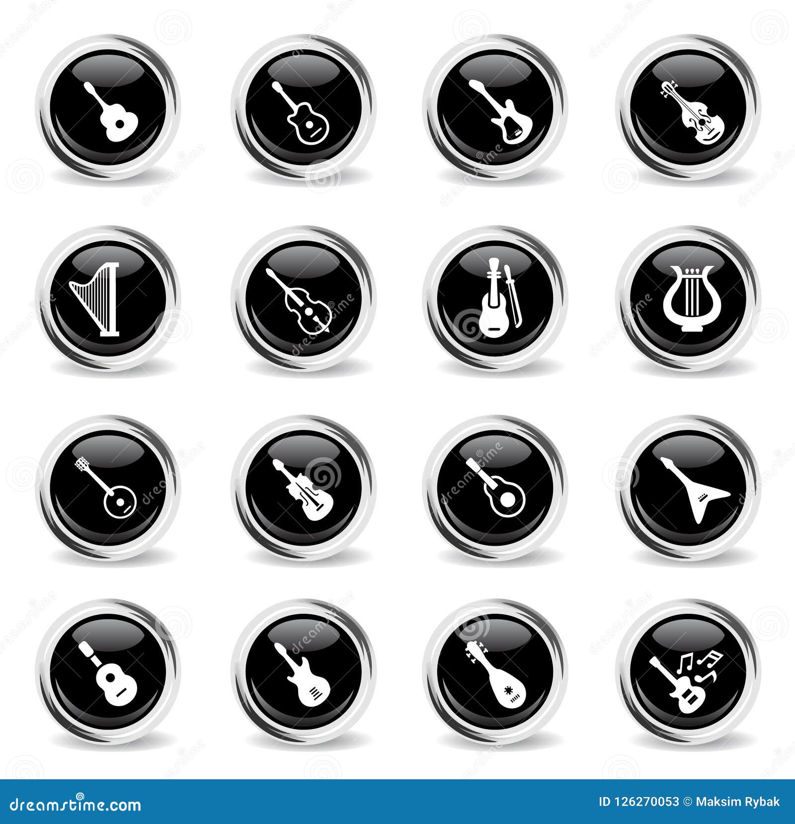 String Instruments Icon Set Stock Vector - Illustration of electro ...