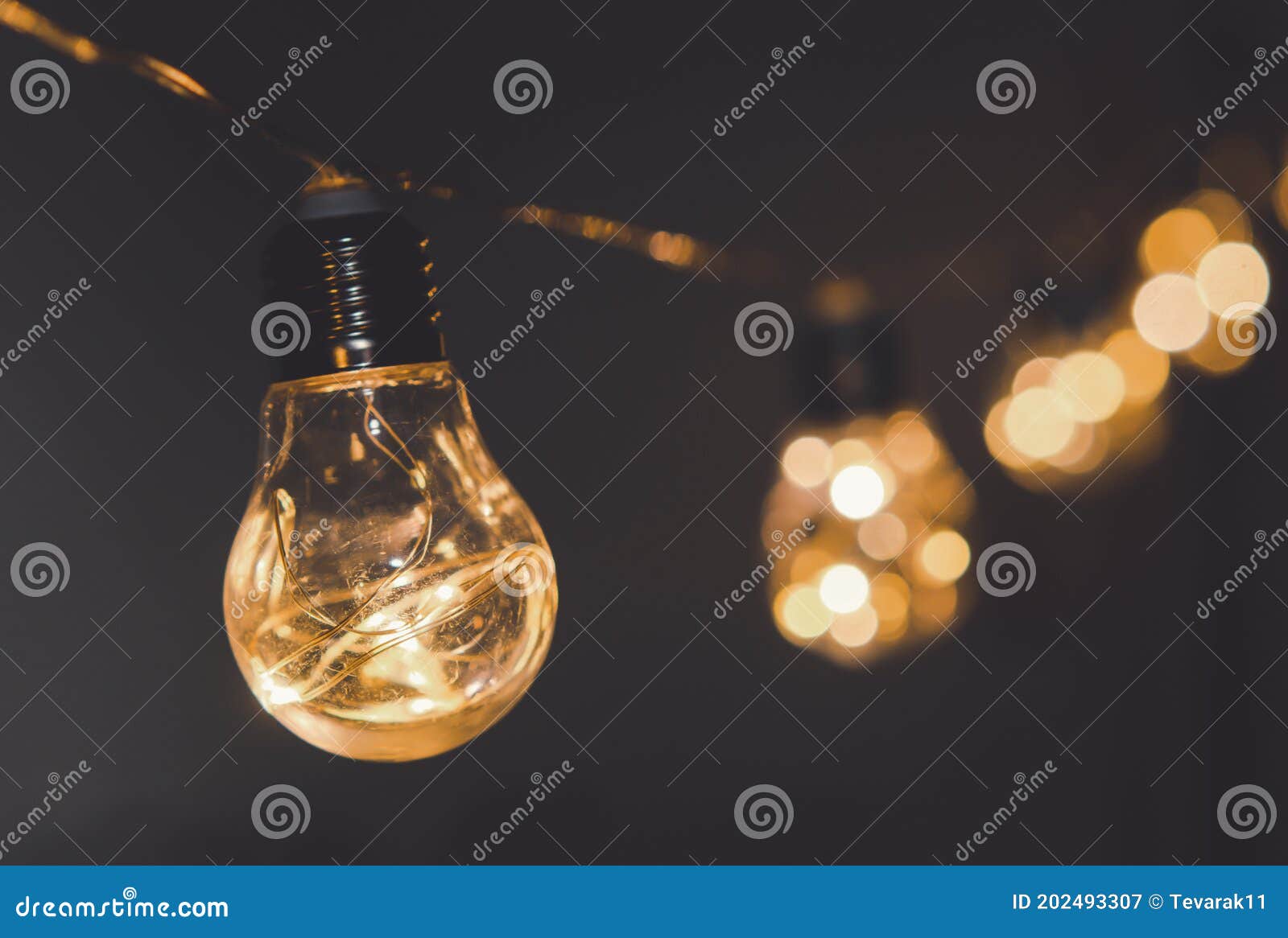 String Light Bulbs Hanging on a Line Stock Image - Image of innovation ...