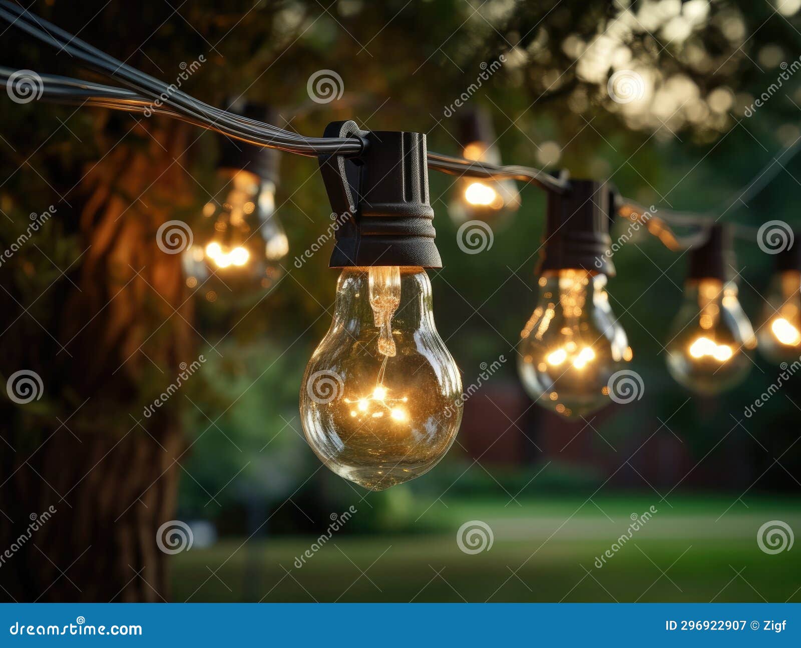 String of Light Bulbs Hanging from a Tree Stock Illustration ...