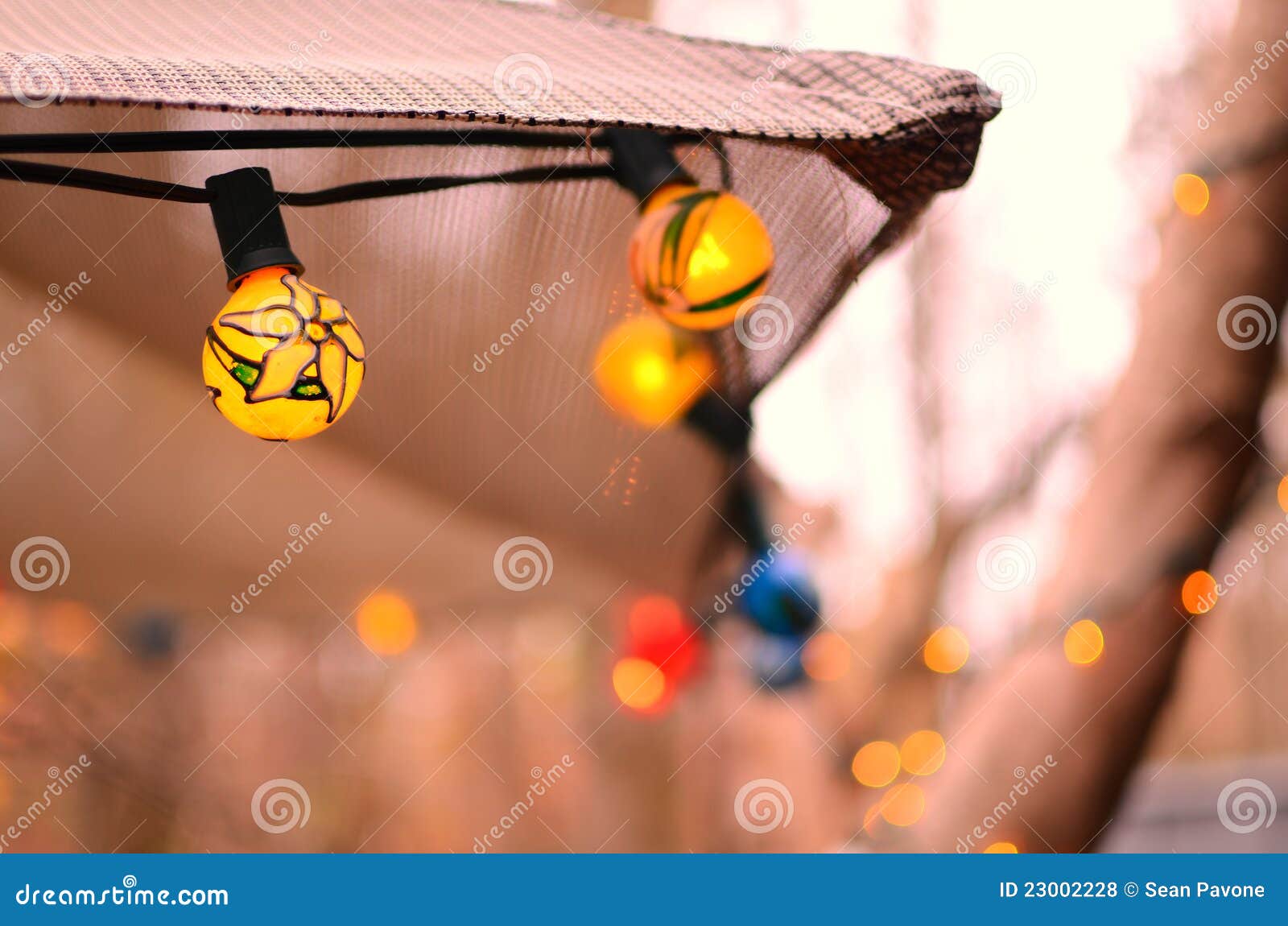 String of Lights stock photo. Image of close, cover, patios - 23002228