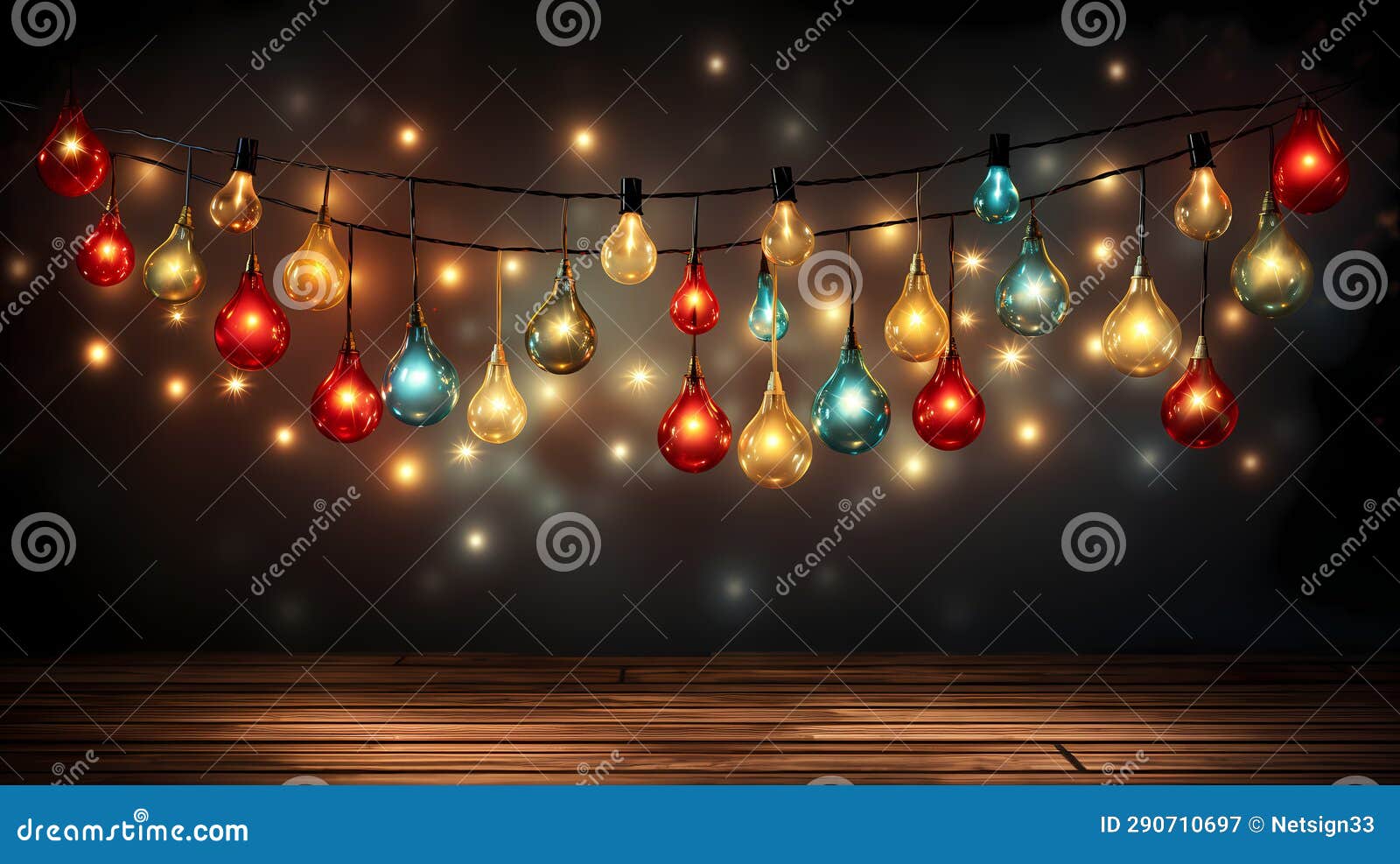 String of Lights with Colorful Lights Stock Illustration - Illustration ...