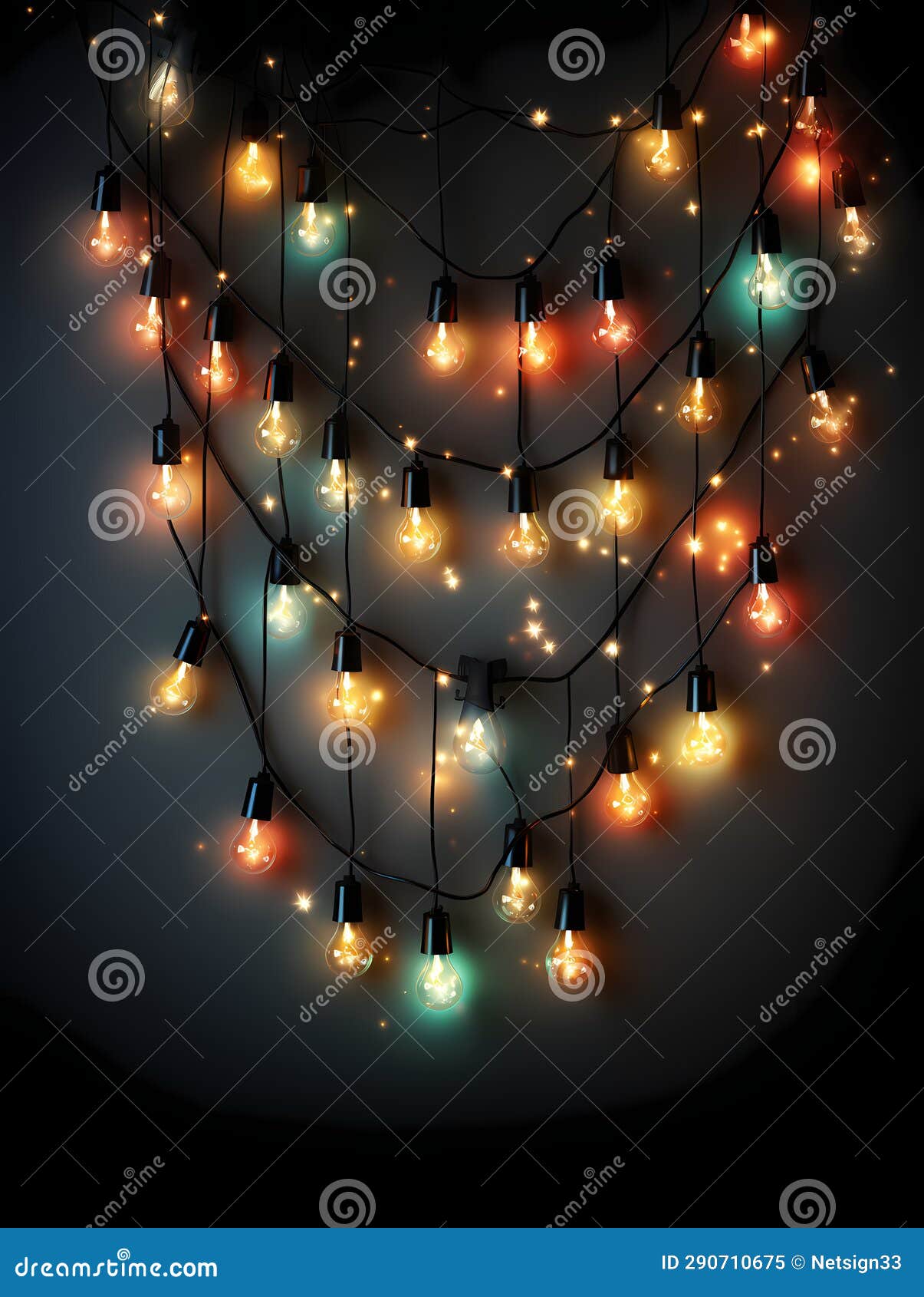 String of Lights with Lights on it Stock Illustration - Illustration of ...