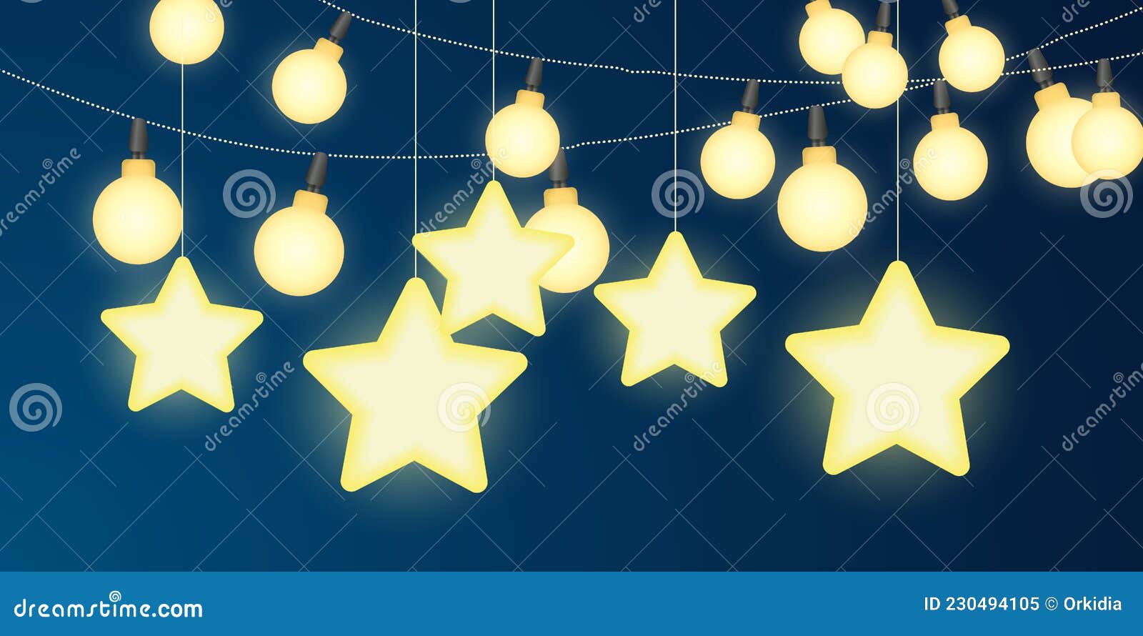 String Lights and Stars Illustration Stock Vector - Illustration of ...
