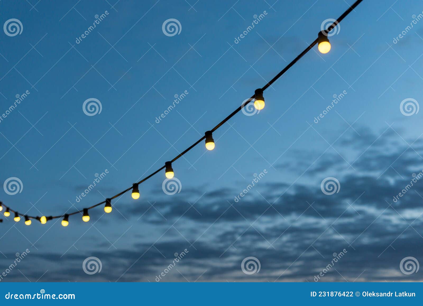 String Lights Sunset Sky. High Quality Photo Stock Photo - Image of ...