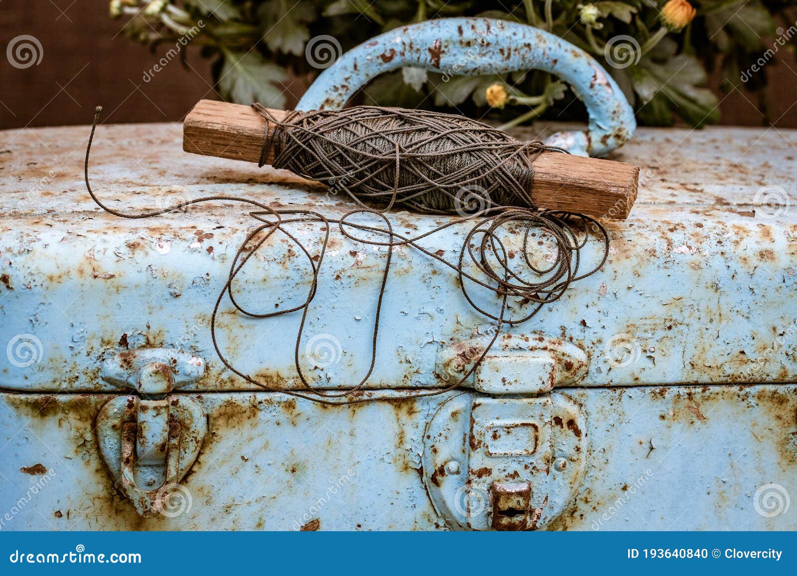 String on Old Rusty Tool Box Stock Photo - Image of stick, wooden ...