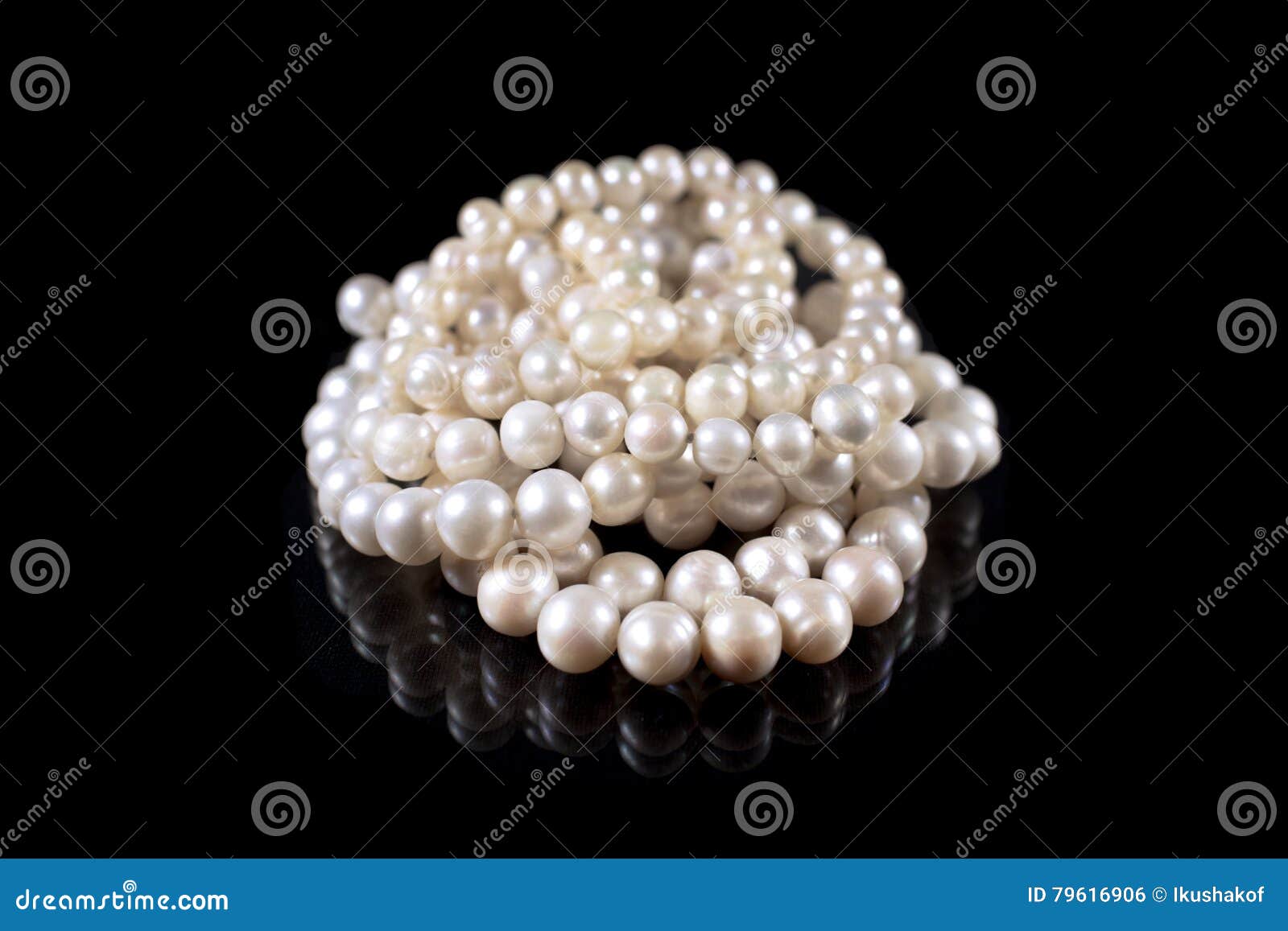 String of Pearls on Black Background Stock Photo - Image of background ...