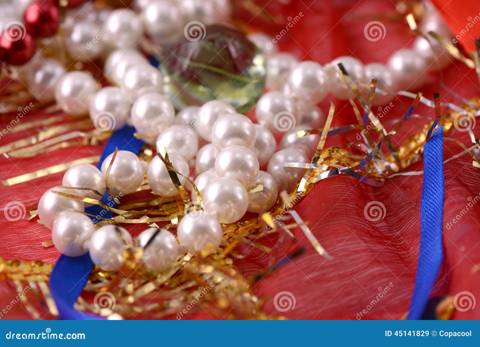 String of Pearls on Red Background Stock Image - Image of anniversary ...
