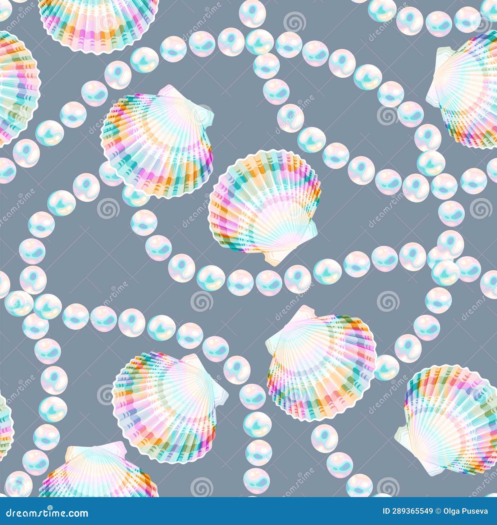String of Pearls and Shells Vector Pattern Stock Illustration ...