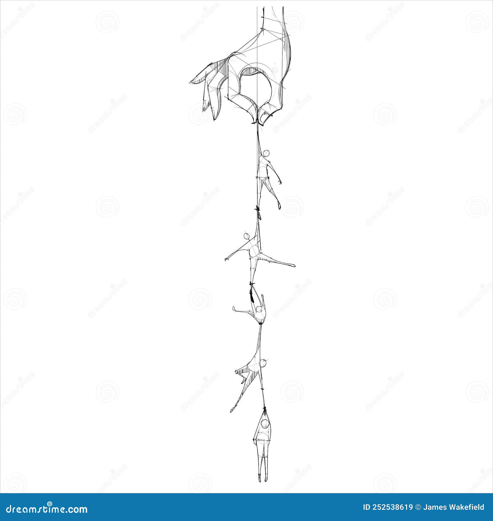 String of People Hanging from a Hand Stock Vector - Illustration of ...