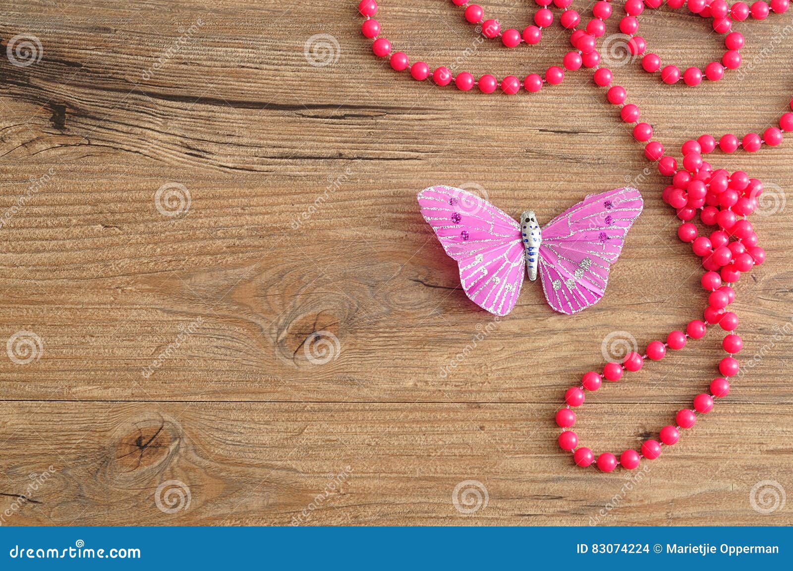 String Pink Beads Displayed Butterfly Stock Photos - Free & Royalty ...