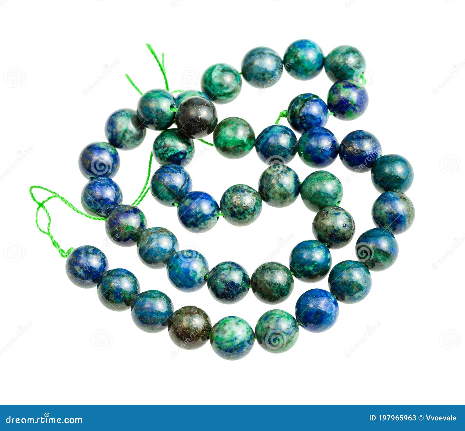 String from Polished Azurite with Malachite Balls Stock Image - Image ...
