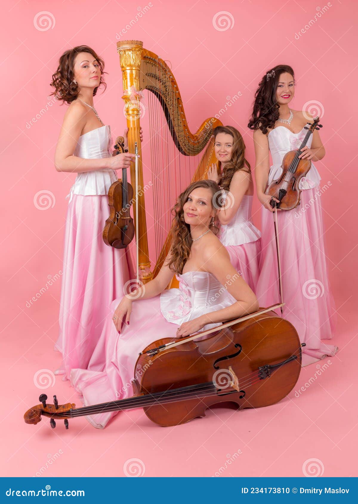 String Quartet on a Pink Background Stock Photo - Image of music ...