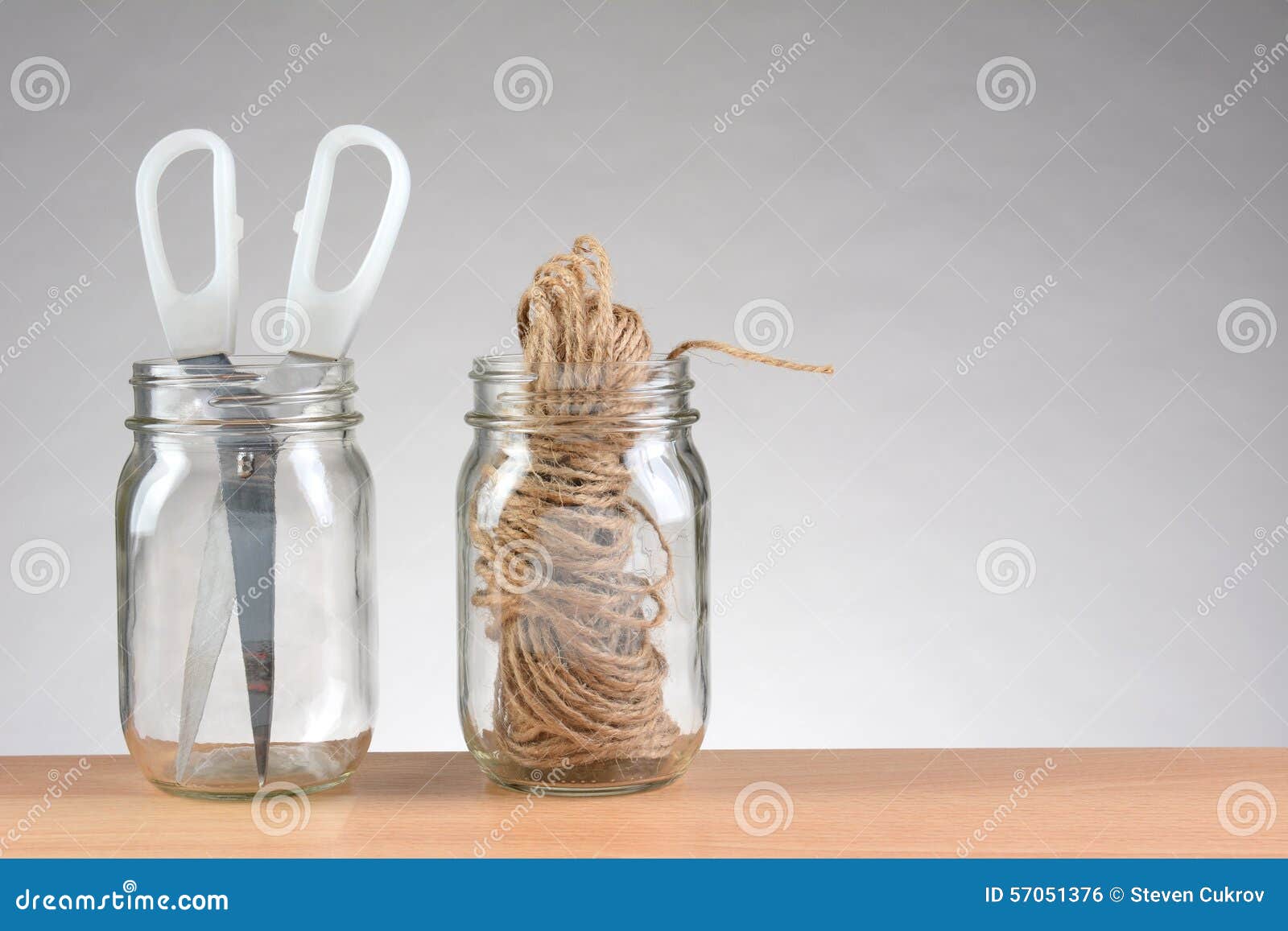 String and Scissors in Jars Stock Photo - Image of glass, desk: 57051376