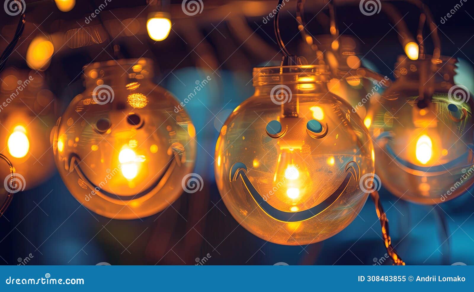String of Smiley Face Lights Stock Illustration - Illustration of ...