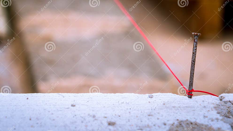 String Used As Level in the Construction of Wall Stock Image - Image of ...