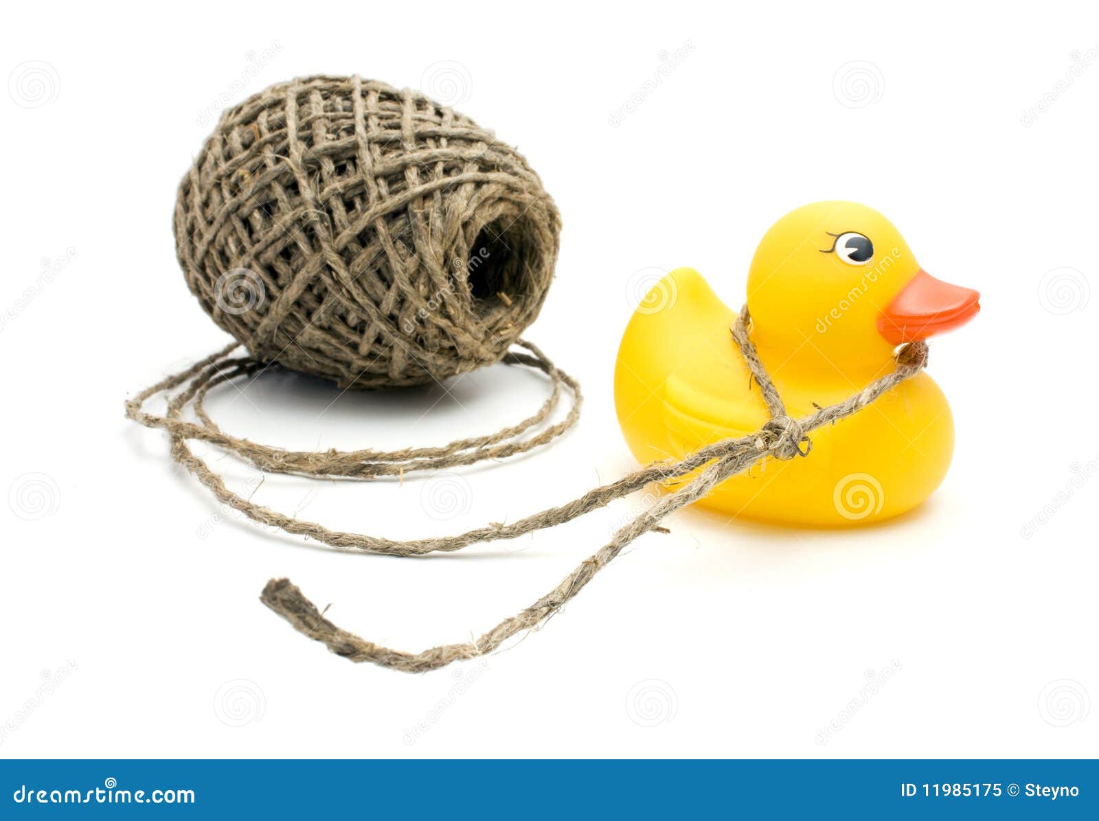 String and yellow duck. stock image. Image of bathtub - 11985175