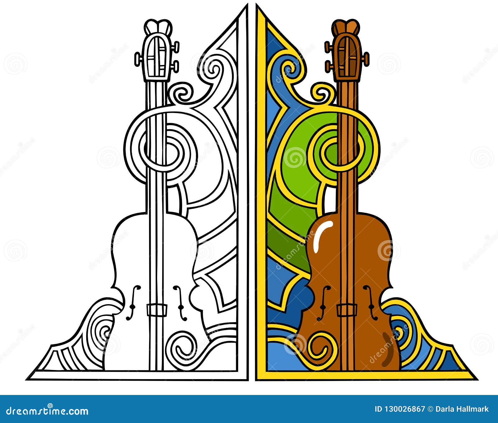 Stringed Instrument Border Element Stock Vector - Illustration of music ...
