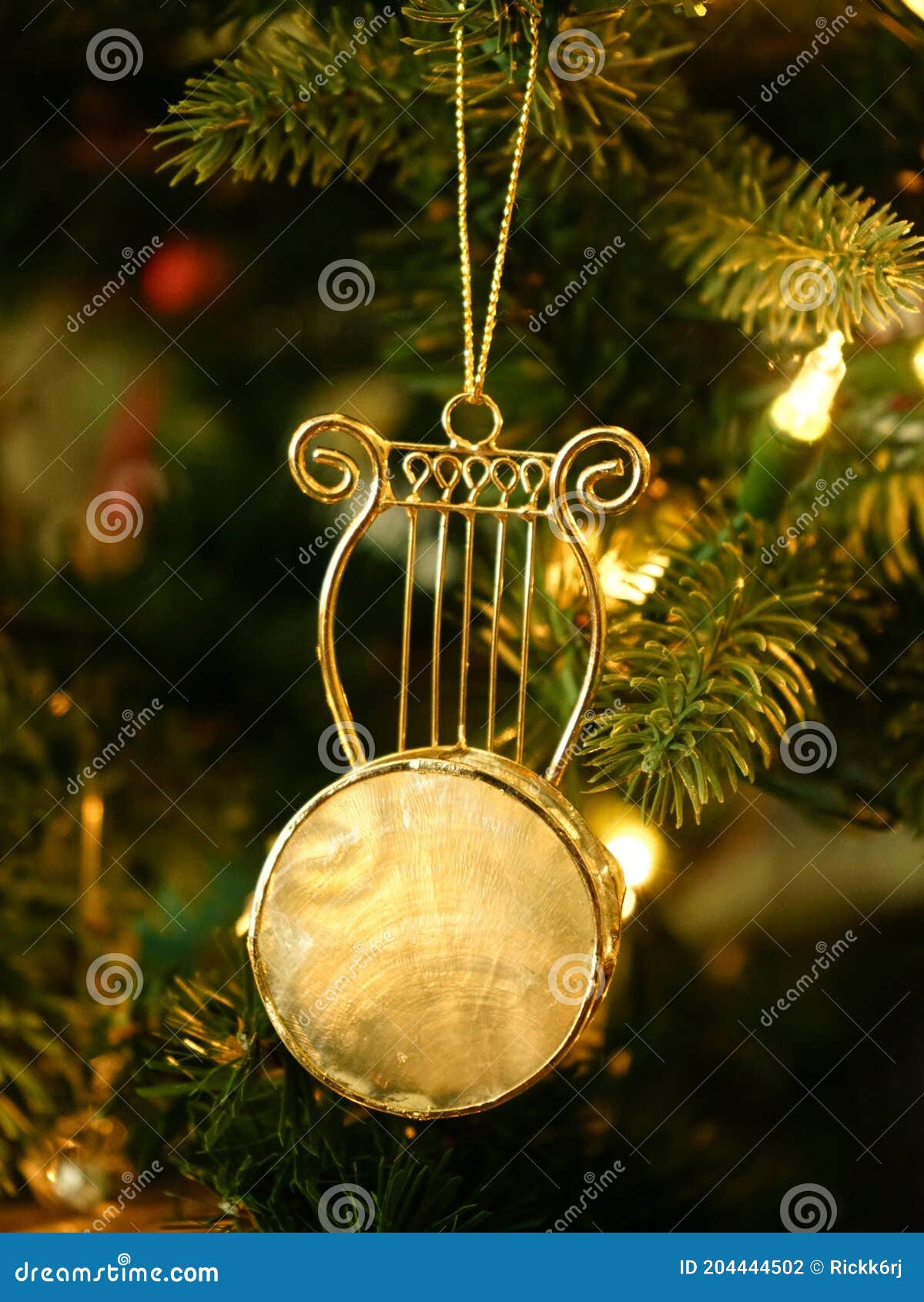 Stringed Instrument Christmas Ornament on Christmas Tree Stock Photo ...