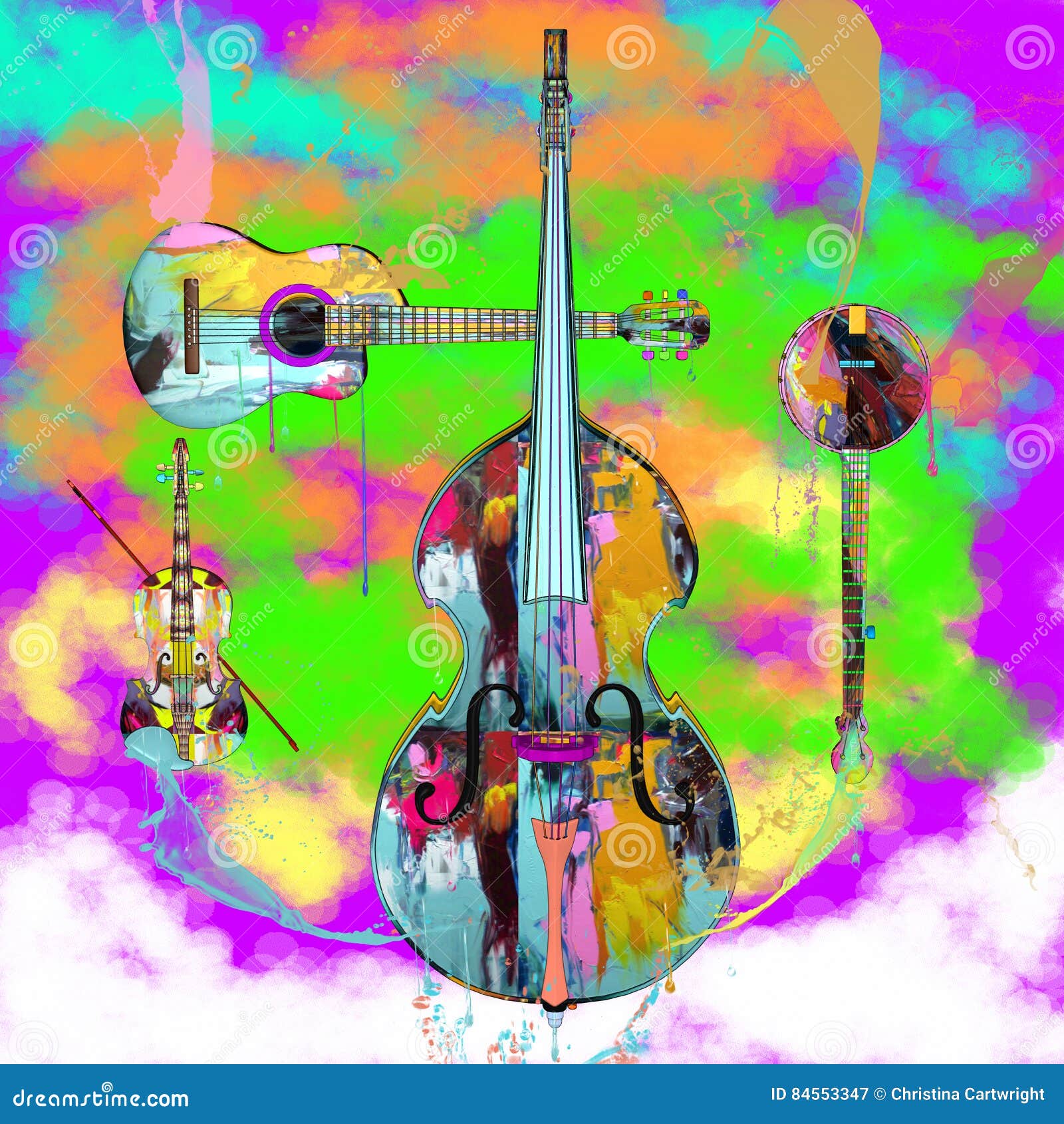 Stringed Instruments stock illustration. Illustration of splashed ...