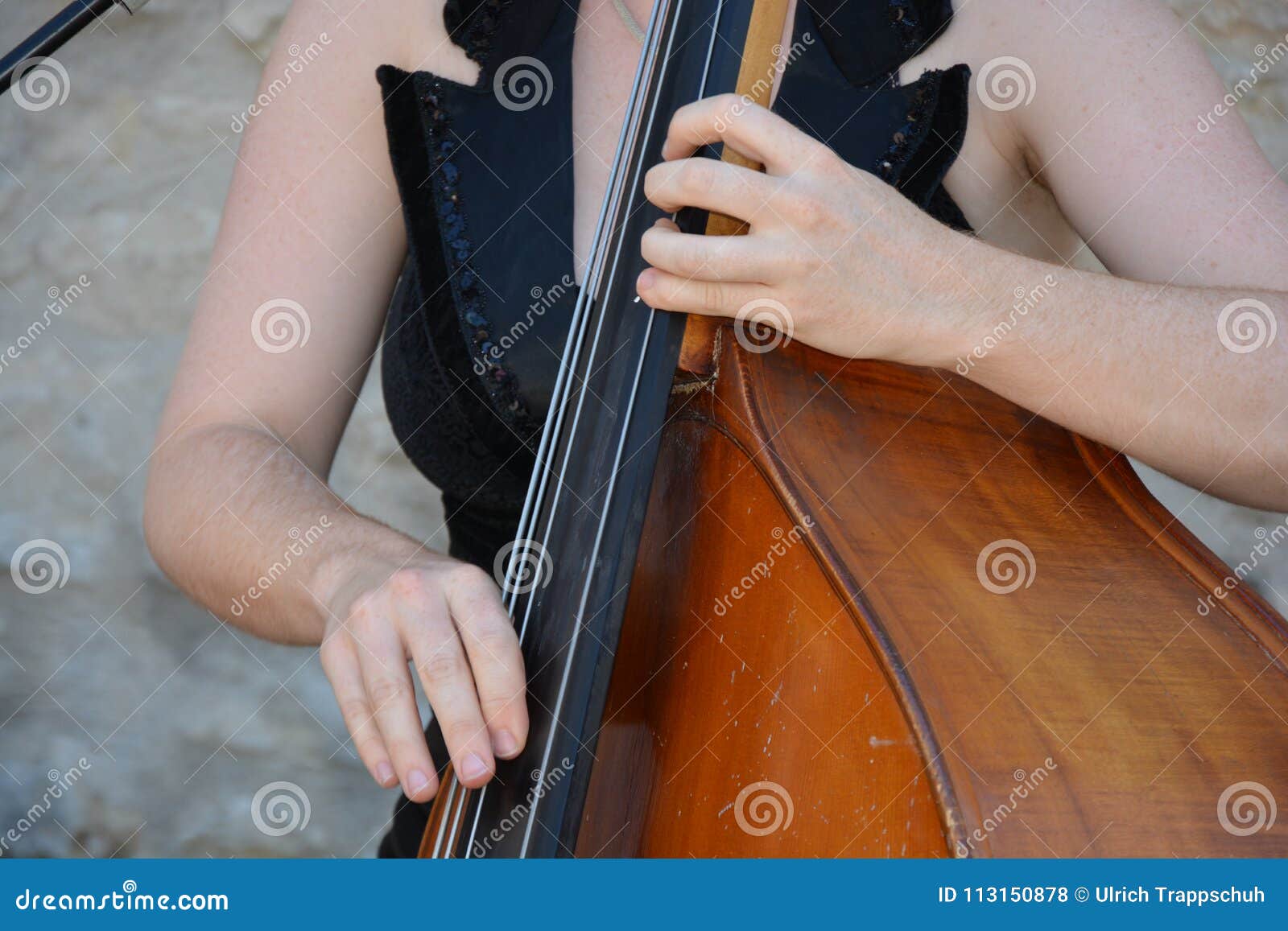 A Stringed Music Instrument Zoom on a Double Bas Stock Photo - Image of ...