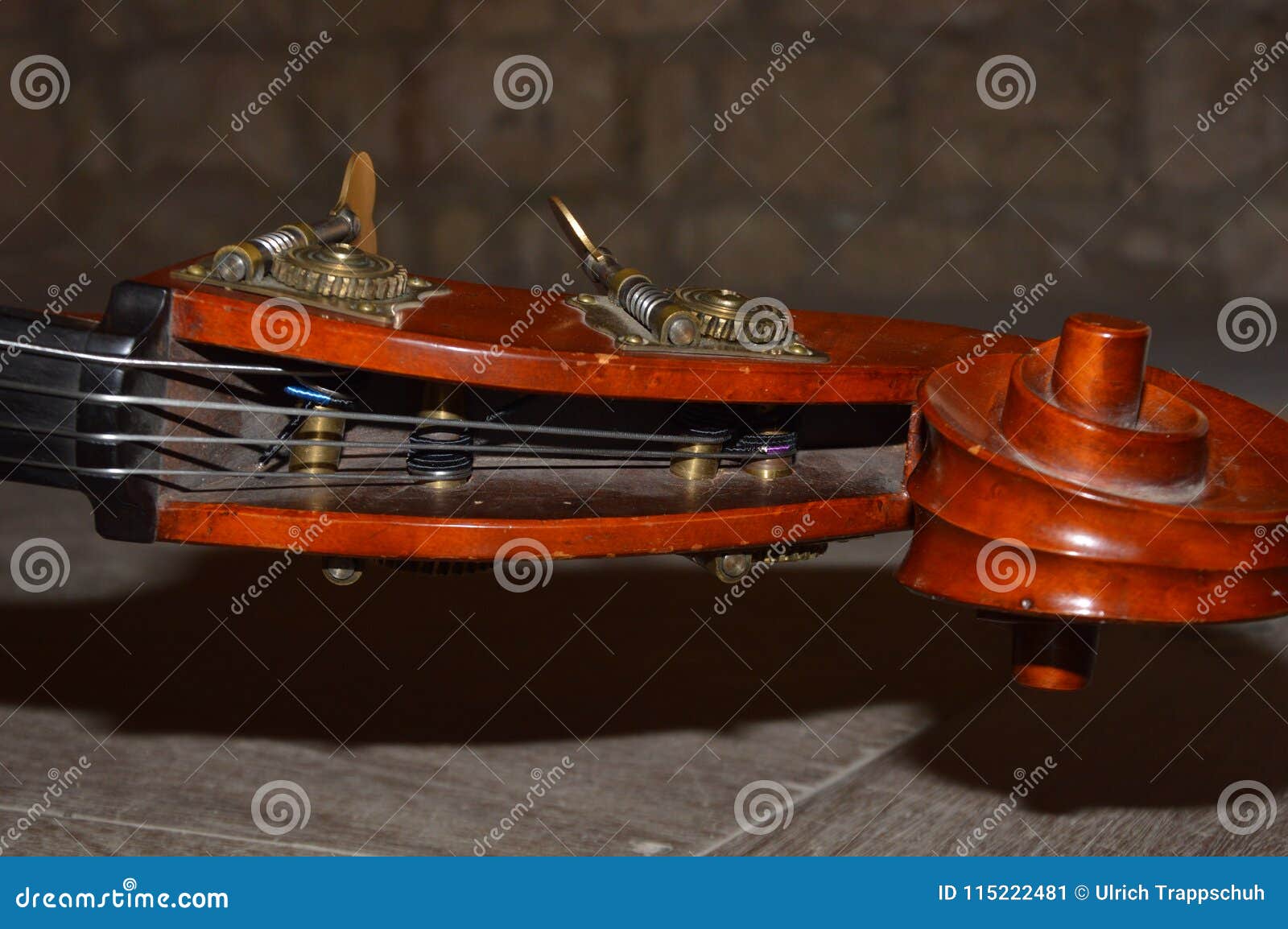 A Stringed Music Instrument, Zoom on a Double Bas Stock Image - Image ...