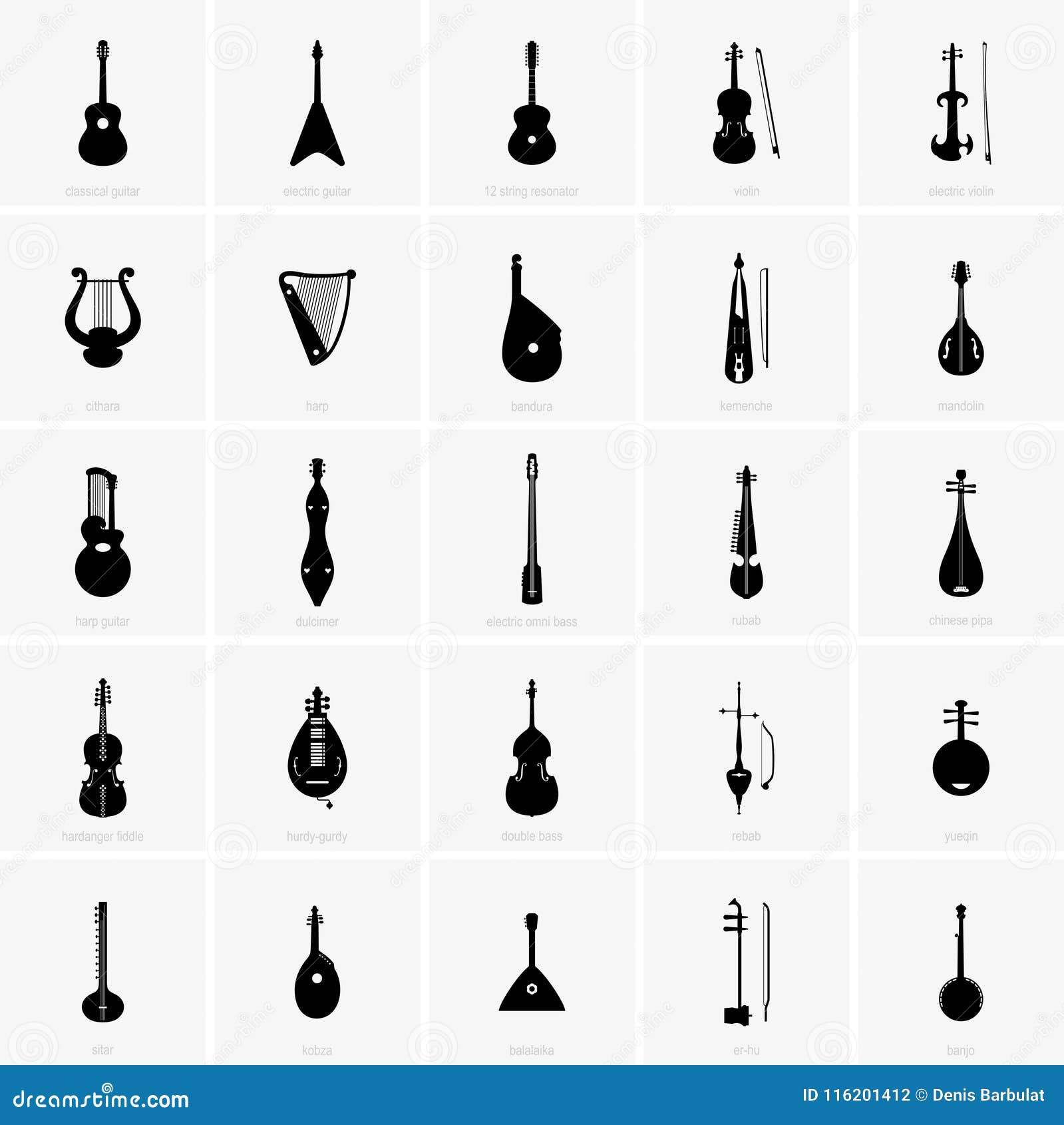 Stringed Musical Instruments Stock Vector - Illustration of gurdy ...