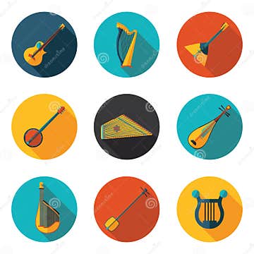 Stringed Musical Instruments Flat Icons Stock Illustration ...