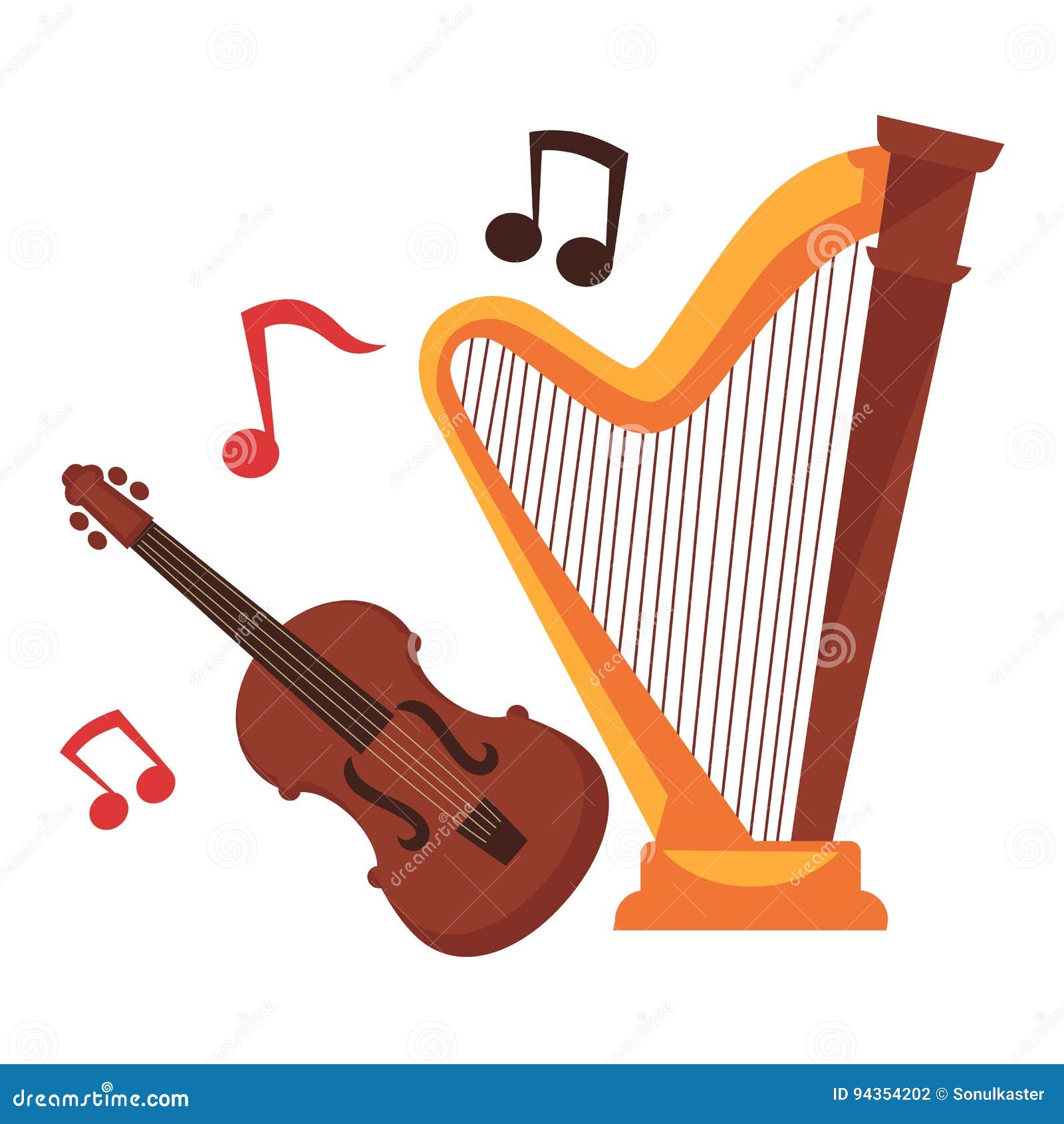 Stringed Musical Instruments Classical Orchestra Tool Equipment Vector ... Stringed Musical Instruments Classical Orchestra Tool Equipment Vector ...