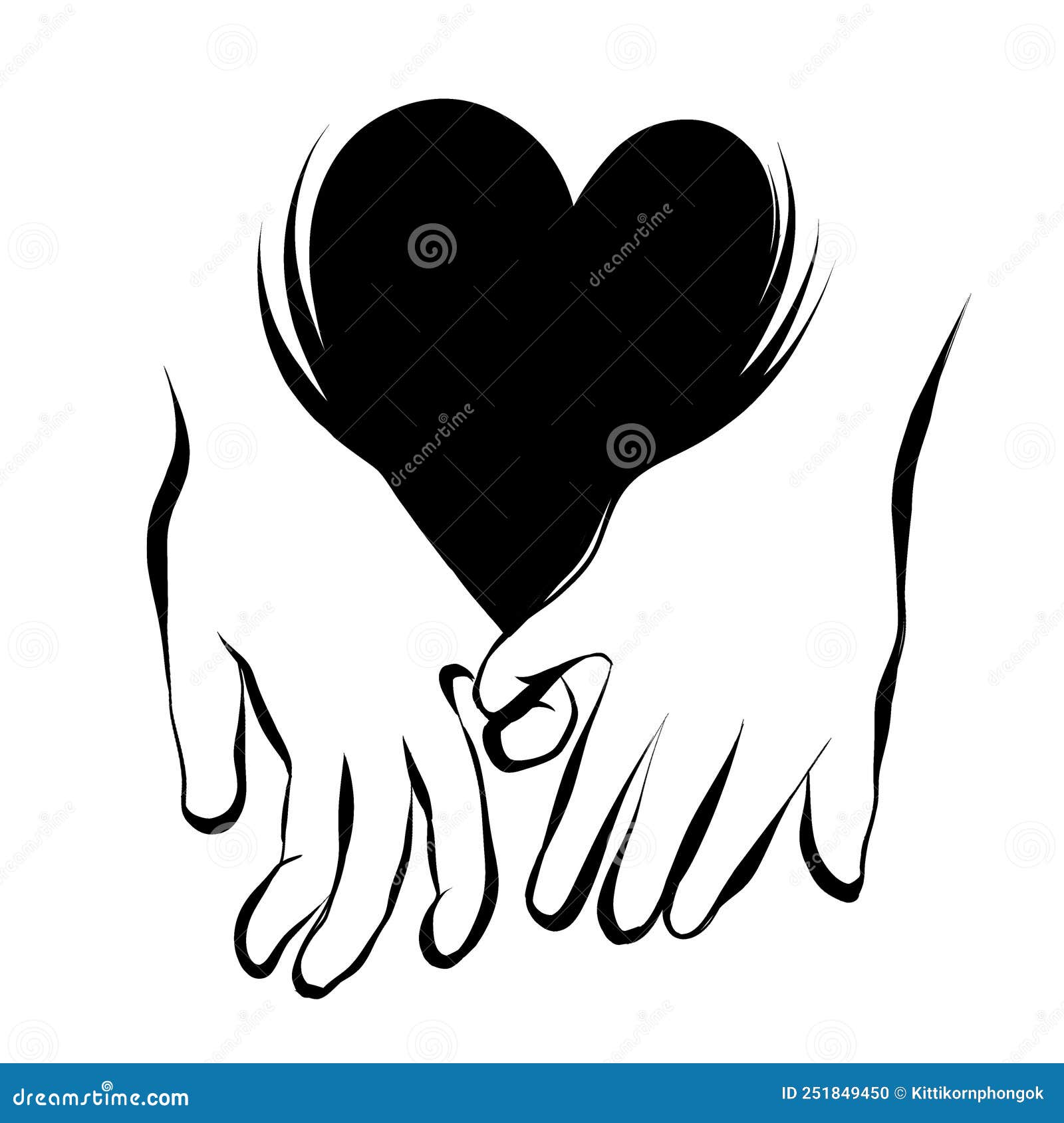 Stringere Le Mani E Il Simbolo Del Cuore Con Il Percorso Di Ritaglio ...