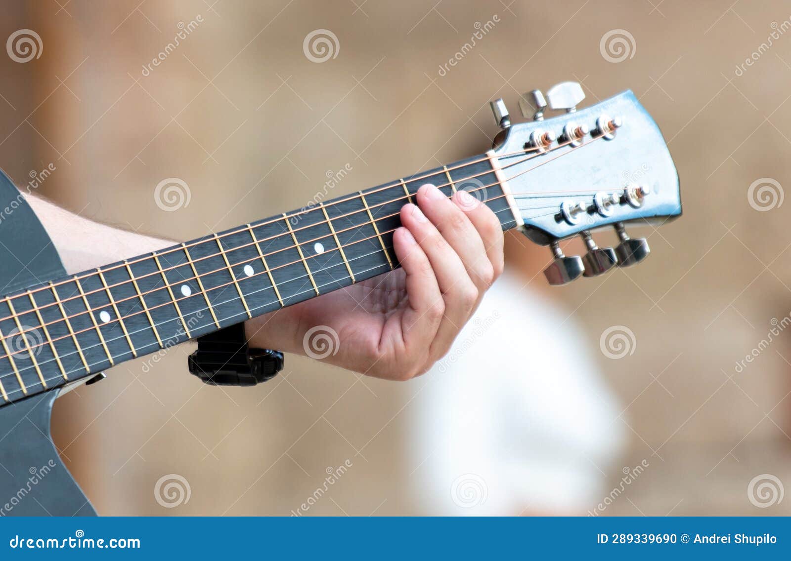 Strings on an Acoustic Guitar. Close-up Stock Photo - Image of strings ...