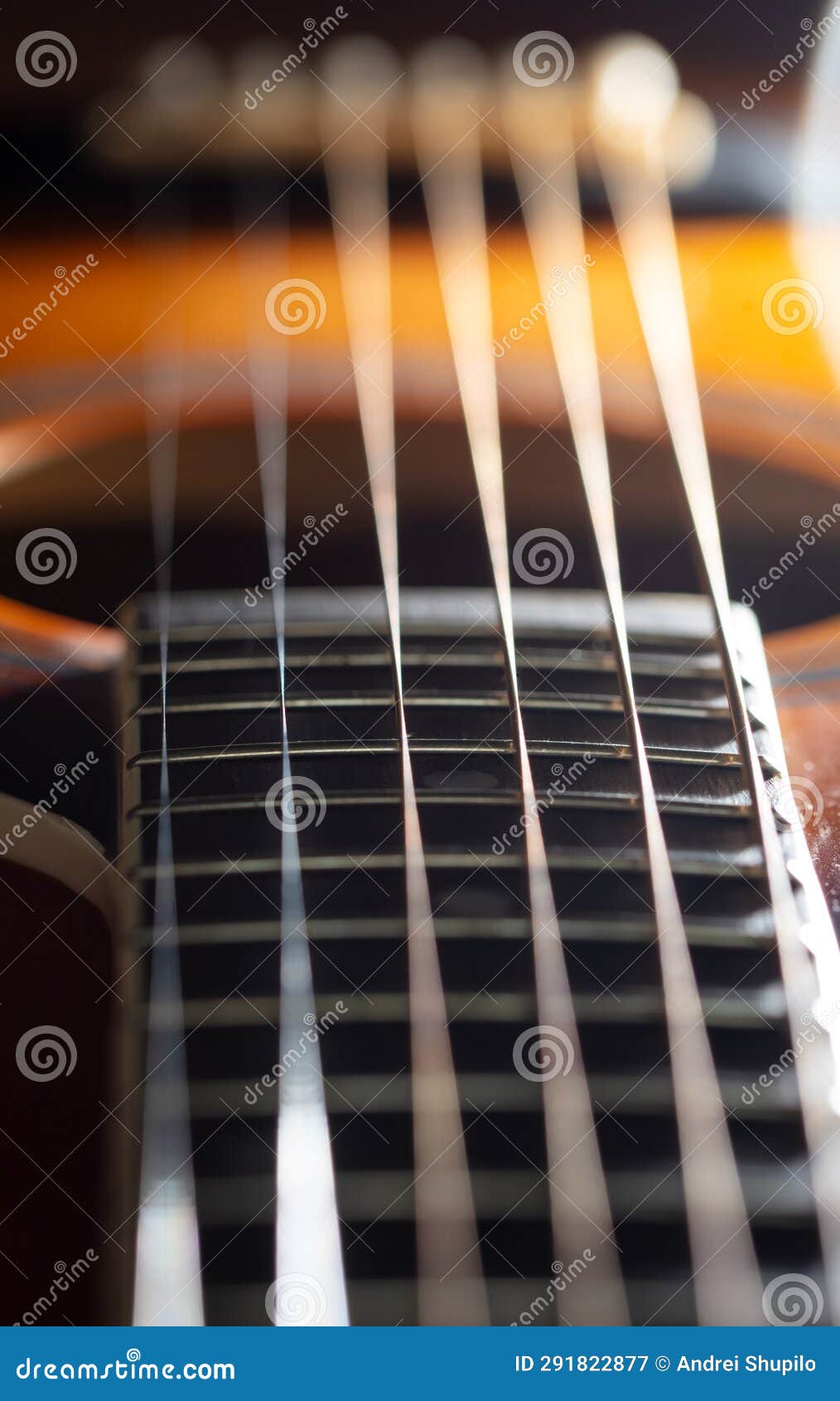Strings on an Acoustic Guitar. Close-up Stock Image - Image of ...