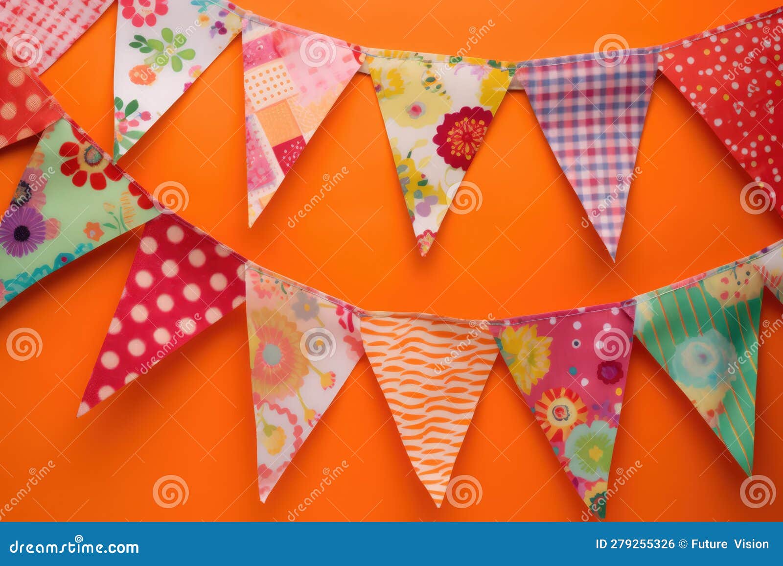 Strings of Bunting on Orange Background, Created Using Generative Ai ...