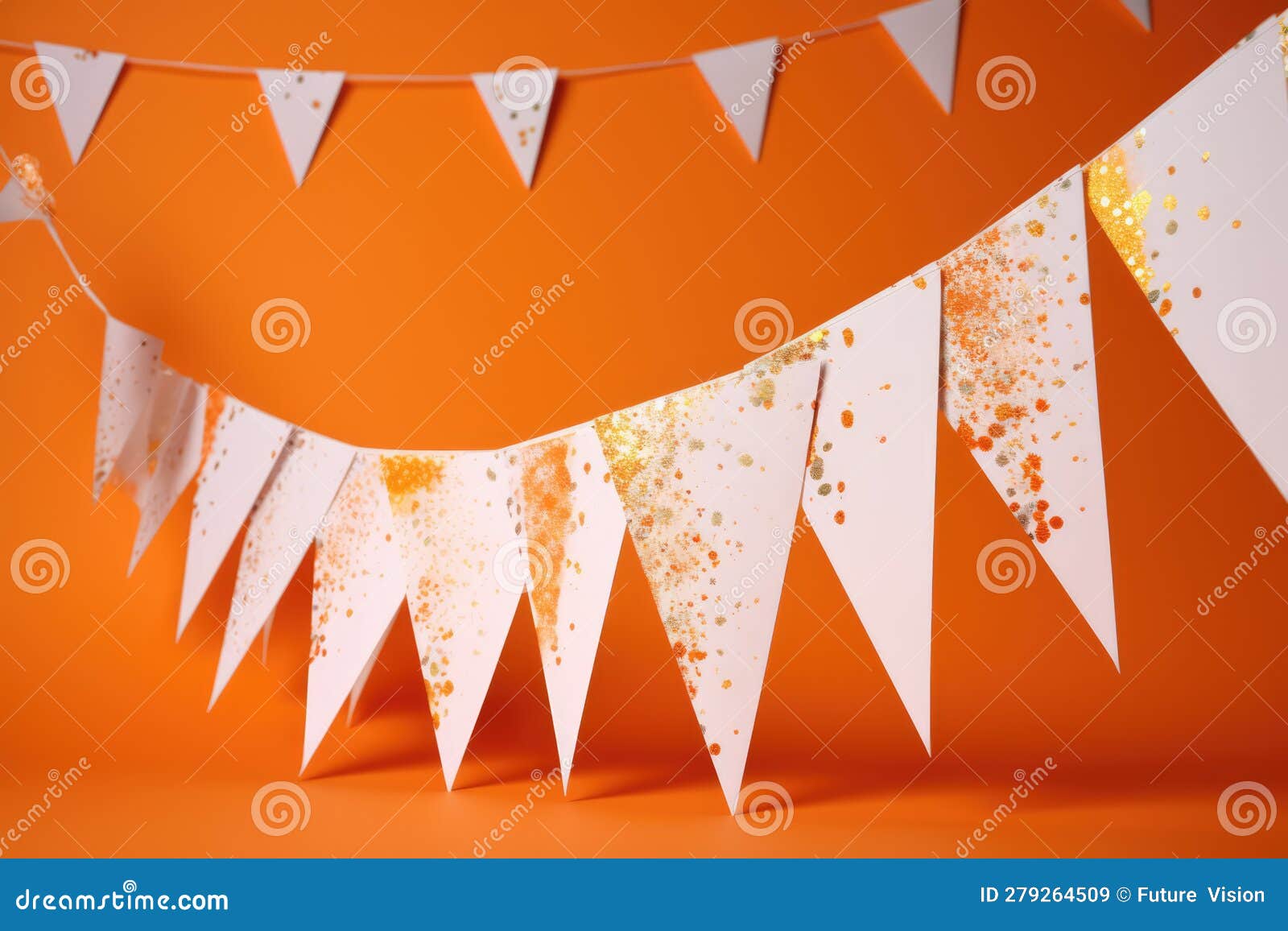 Strings of Bunting on Orange Background, Created Using Generative Ai ...