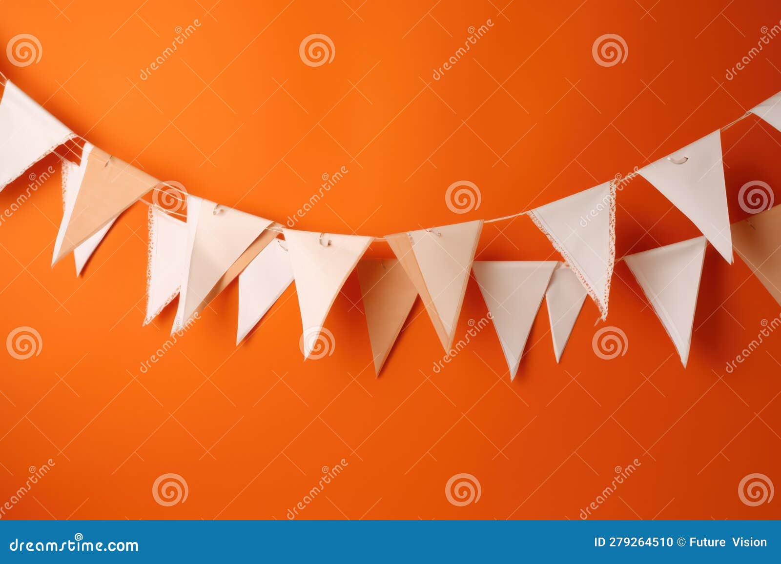 Strings of Bunting on Orange Background, Created Using Generative Ai ...