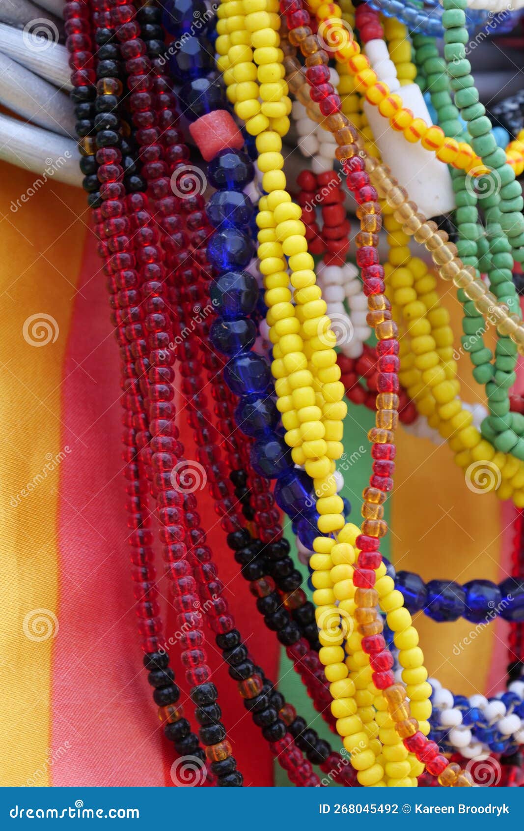 Close Up of Strings of Colorful Glass Beads. Vertical Image Stock Photo ...