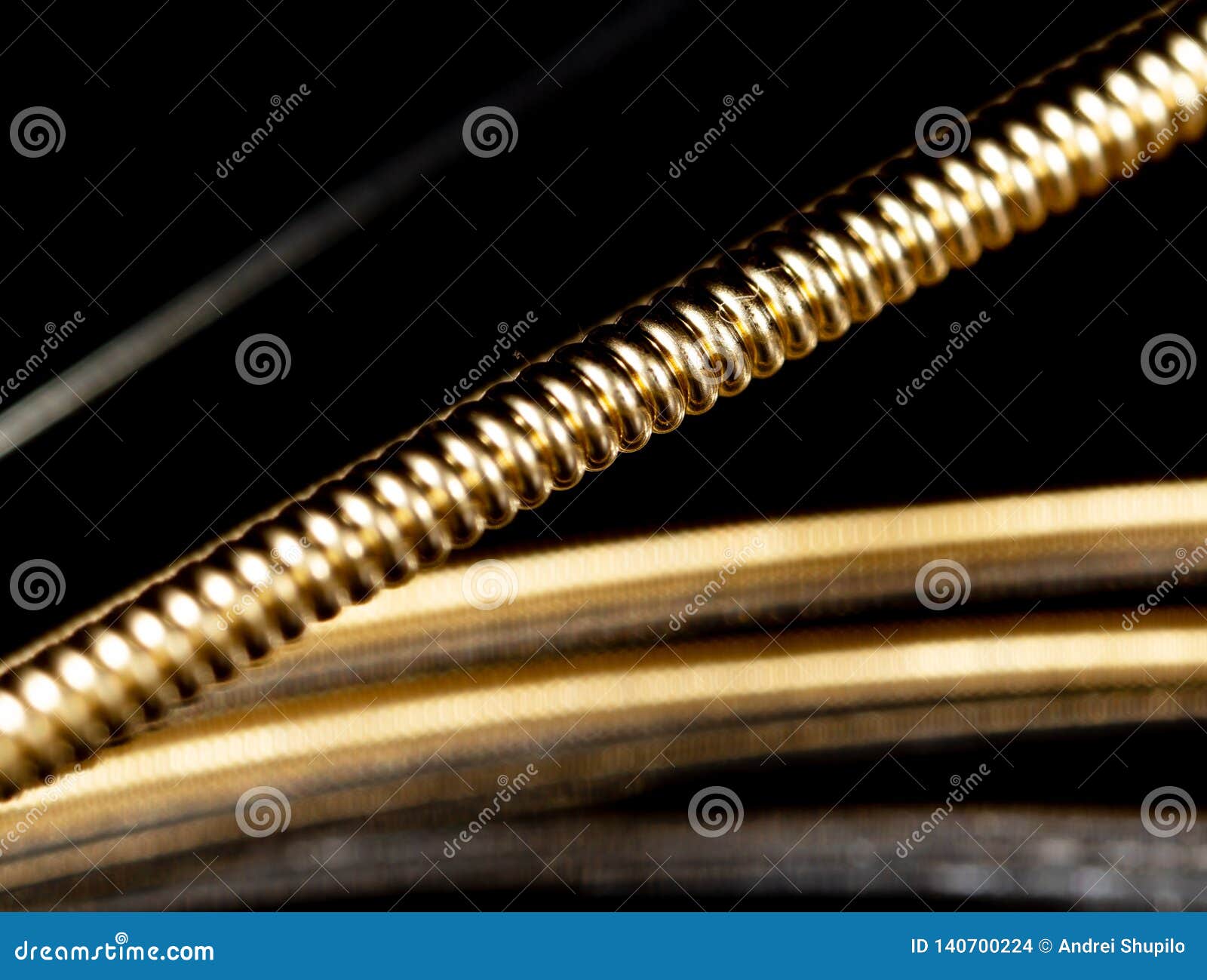 Strings for Guitar on a Black Background Stock Photo - Image of sound ...