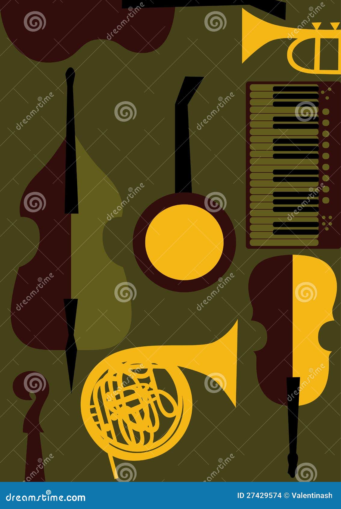 Strings, Keyboards, Wind Music Instruments Stock Vector - Illustration ...
