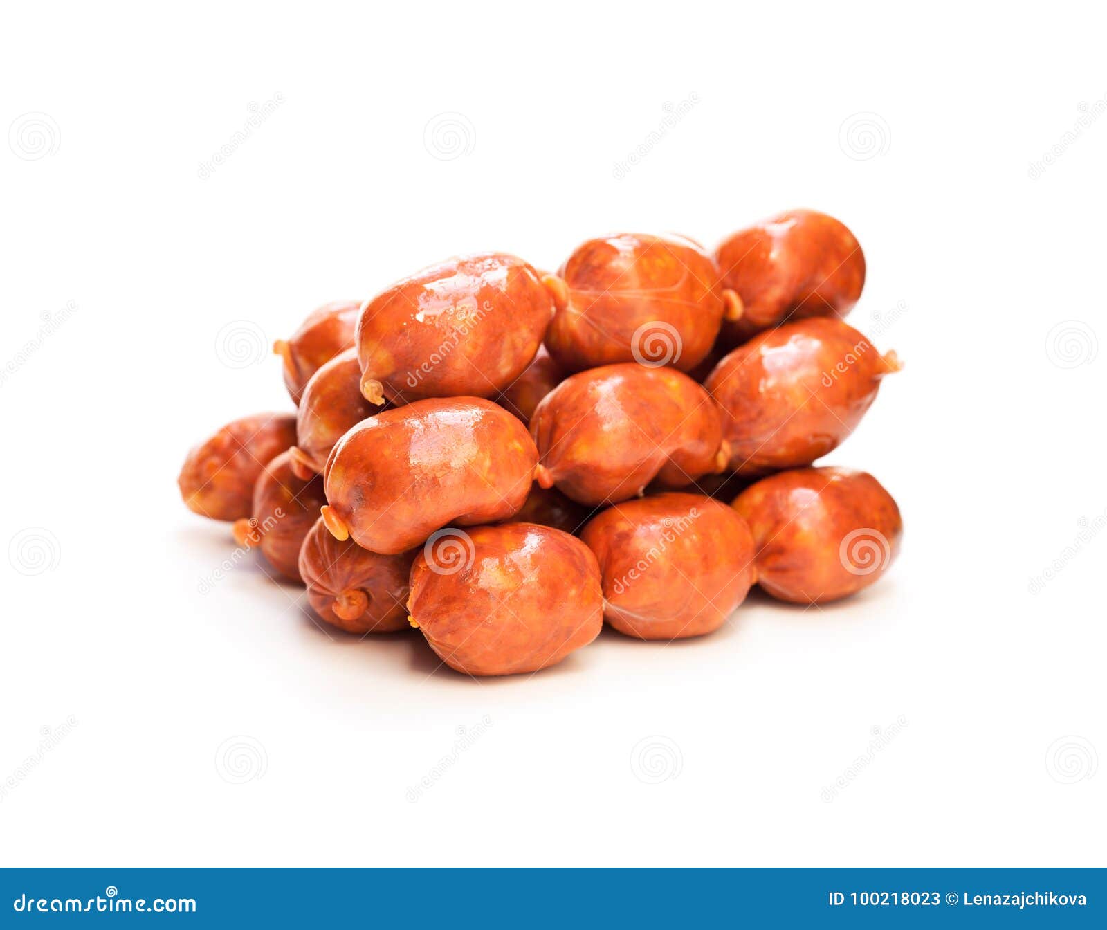 Strings of Mini Chorizo Sausages Isolated on White Stock Image - Image ...