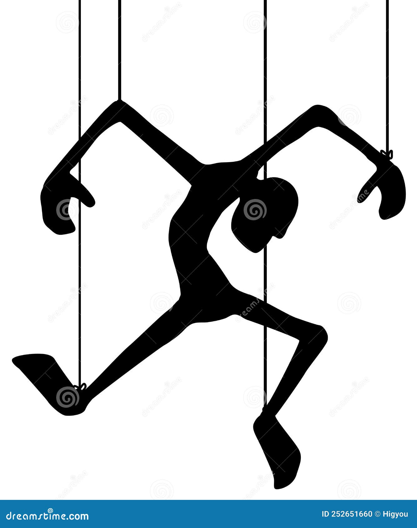 Strings Puppet Silhouette Black Stock Illustration - Illustration of ...