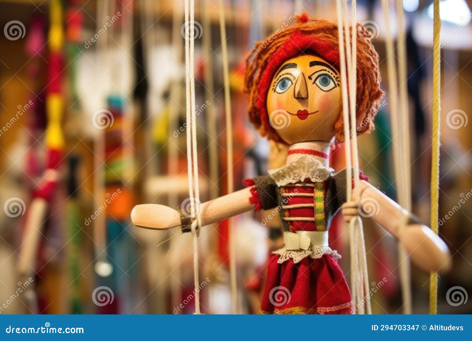 Marionette Strings Five Empty Bars No Puppets Cartoon Vector ...